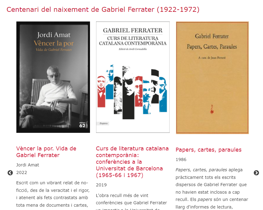La Biblioteca celebra els 100 anys del naixement de Gabriel Ferrater ...